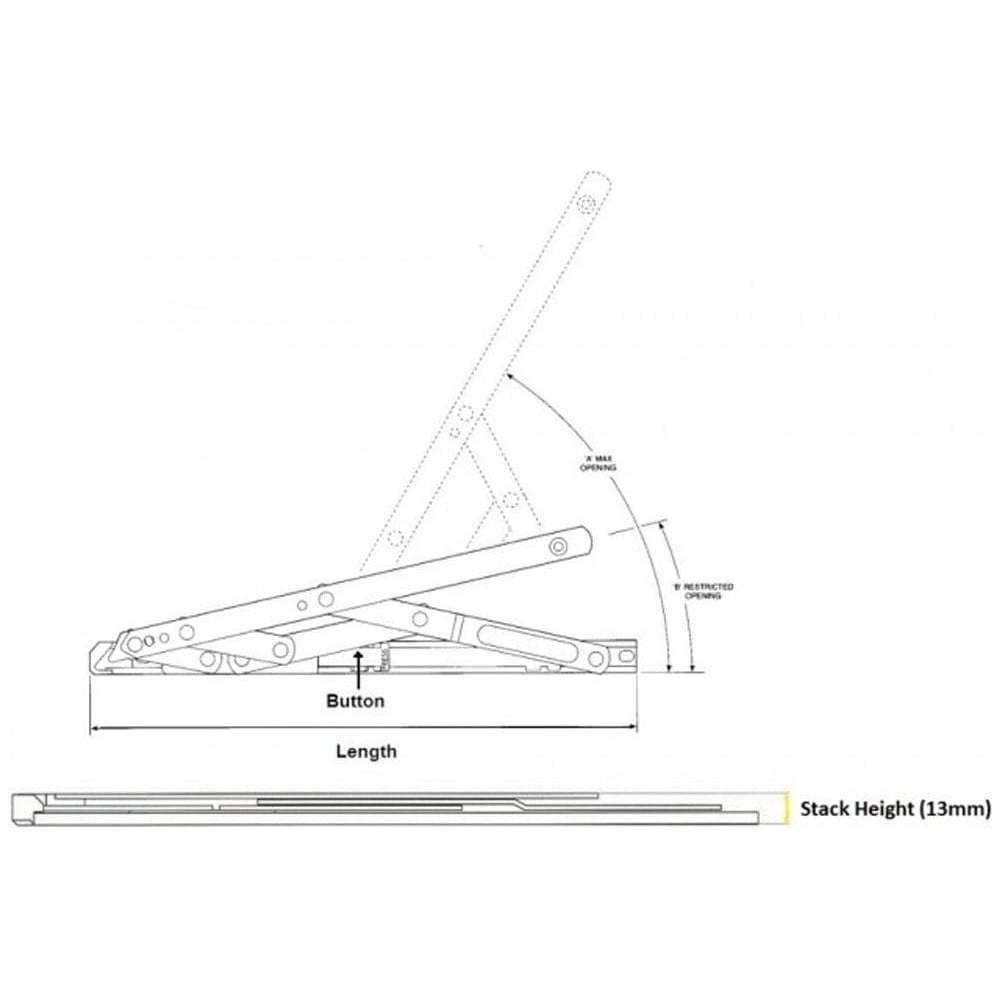 SECURITY RESTRICTED UPVC Window Hinges Friction Stays. 12" 16" 24" (One ...