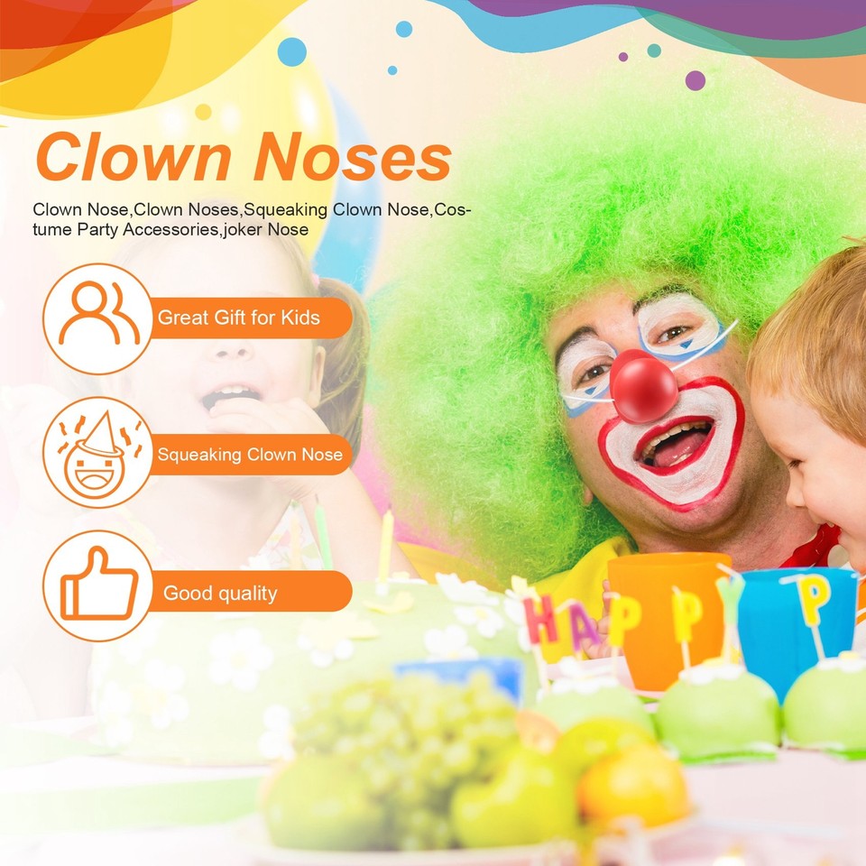 3Pcs Red Clown Nose Honking Squeaking Clown Nose with Elastic Rope ...
