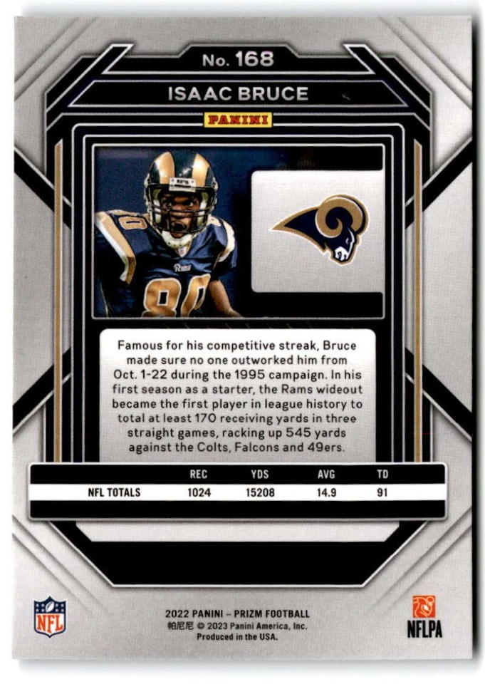 2022 Panini Prizm #168 Isaac Bruce St. Louis Rams Football Trading Card ...