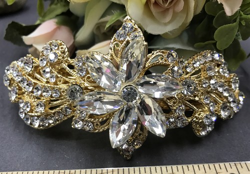 GOLD TONE clear stone flower hair clip rhinestone 25 | eBay