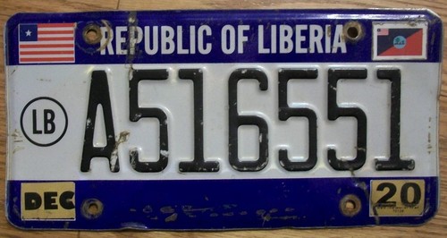 SINGLE MONTSERRADO COUNTY, LIBERIA, AFRICA LICENSE PLATE - 2020 ...