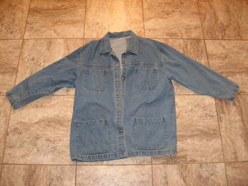 Cabin Creek Jacket Women's 1X Blue Denim Field Barn Chore Shacket | eBay