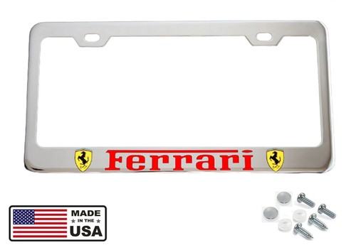 Red FERRARI License Plate Frame, Custom Made of Chrome Plated Metal | eBay