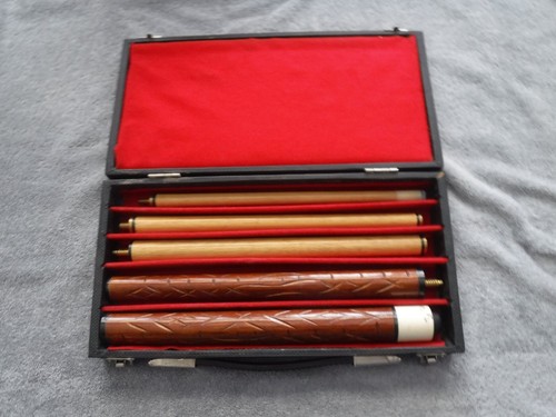 Vintage 5 Piece Carved Wood Pool Billiard Cue Stick With Case | eBay