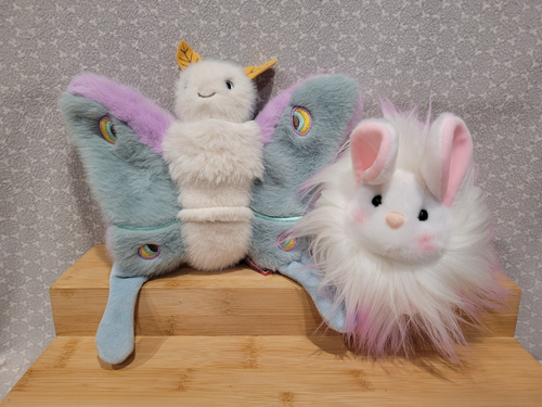 Douglas Cuddle Bugs Juniper Fuzzy Luna Moth & Fluffy Pink Bunny Plush ...