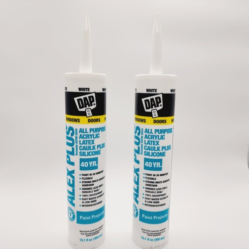 2 PACK DAP Alex Plus White Acrylic Latex Caulk Plus Silicone, 40 Year ...