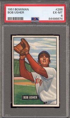 1951 Bowman #286 Bob Usher - PSA EX-MT 6 - Cincinnati Reds - VSCARDS | eBay