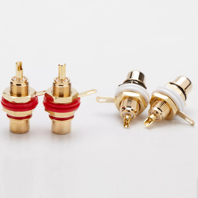 4PCS Audio Gold Plated RCA Female Socket Phono Chassis HiFi Connector ...