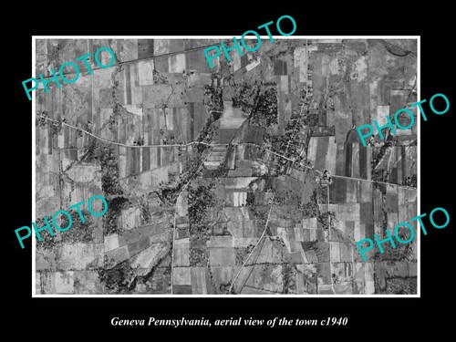 OLD POSTCARD SIZE PHOTO OF GENEVA PENNSYLVANIA AERIAL VIEW OF TOWN ...