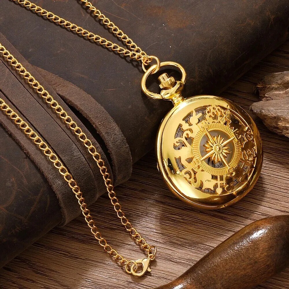 Compass Pocket Watch Necklace Steampunk Pocket Watch Necklace Handmade