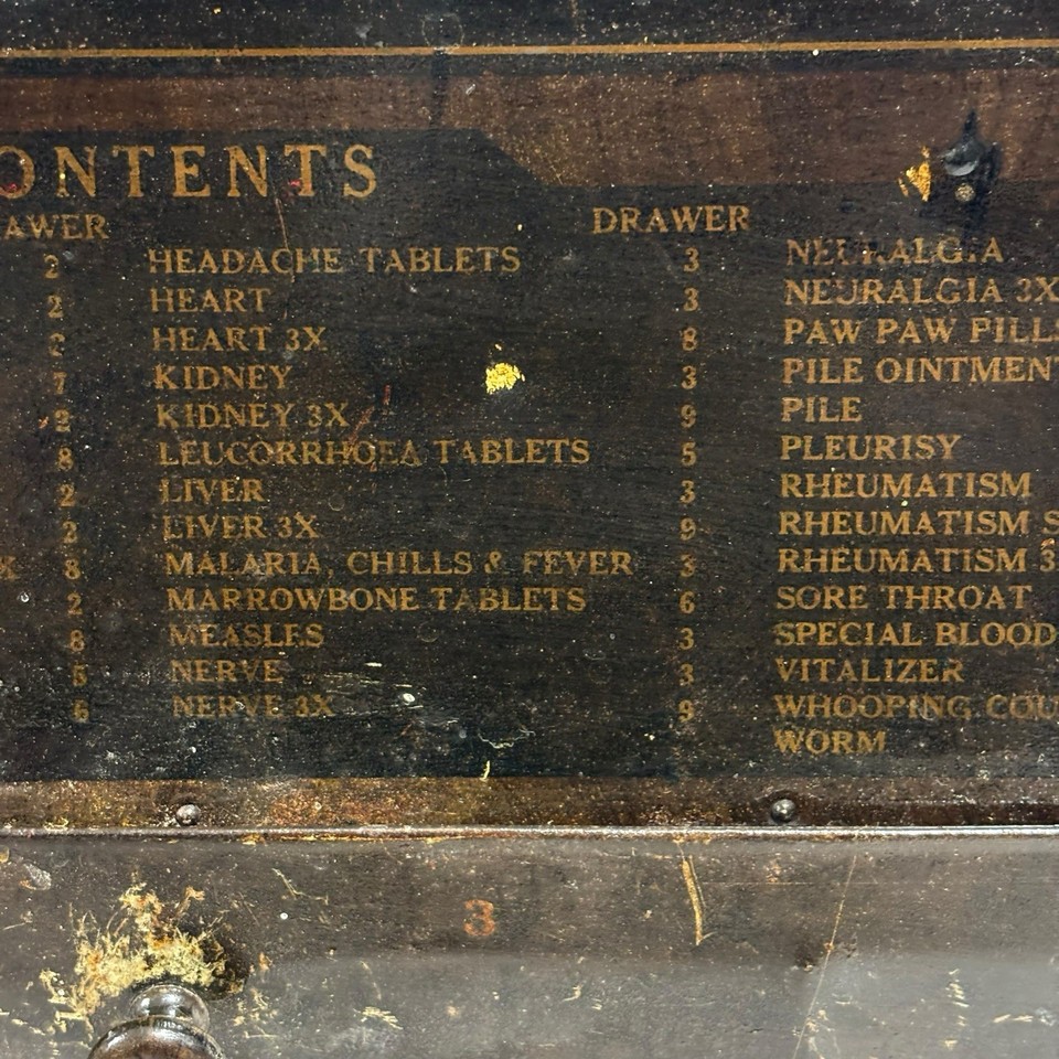 Antique Munyon’s Homeopathic Home Remedies Drug Store Tin Cabinet ...