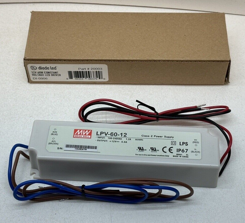 Mean Well LPV-60-12 DIODE LED DI-0906 DC Constant Voltage Driver 12V 5A ...