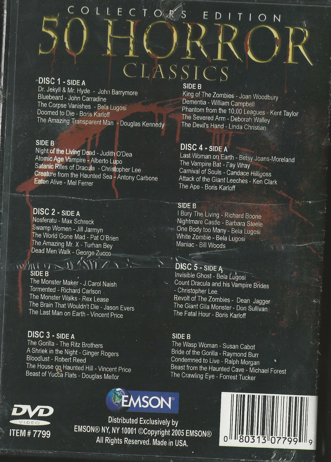 50 Horror Classics Collection Edition(On 5 New DVDS) | eBay