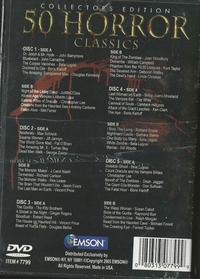 50 Horror Classics Collection Edition(On 5 New DVDS) | eBay