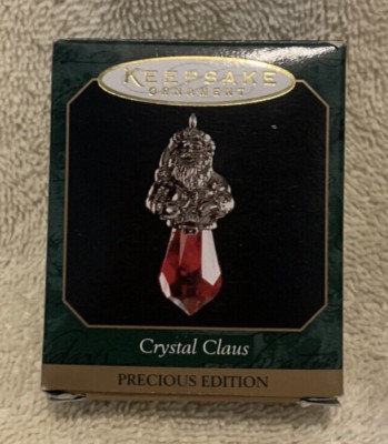 1999 Hallmark Crystal Claus - Silver Santa On Red Crystal Miniature ...