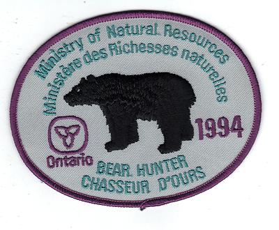 1994 ONTARIO MNR BEAR HUNTER PATCH-MICHIGAN DNR DEER-MOOSE-ELK-CREST ...