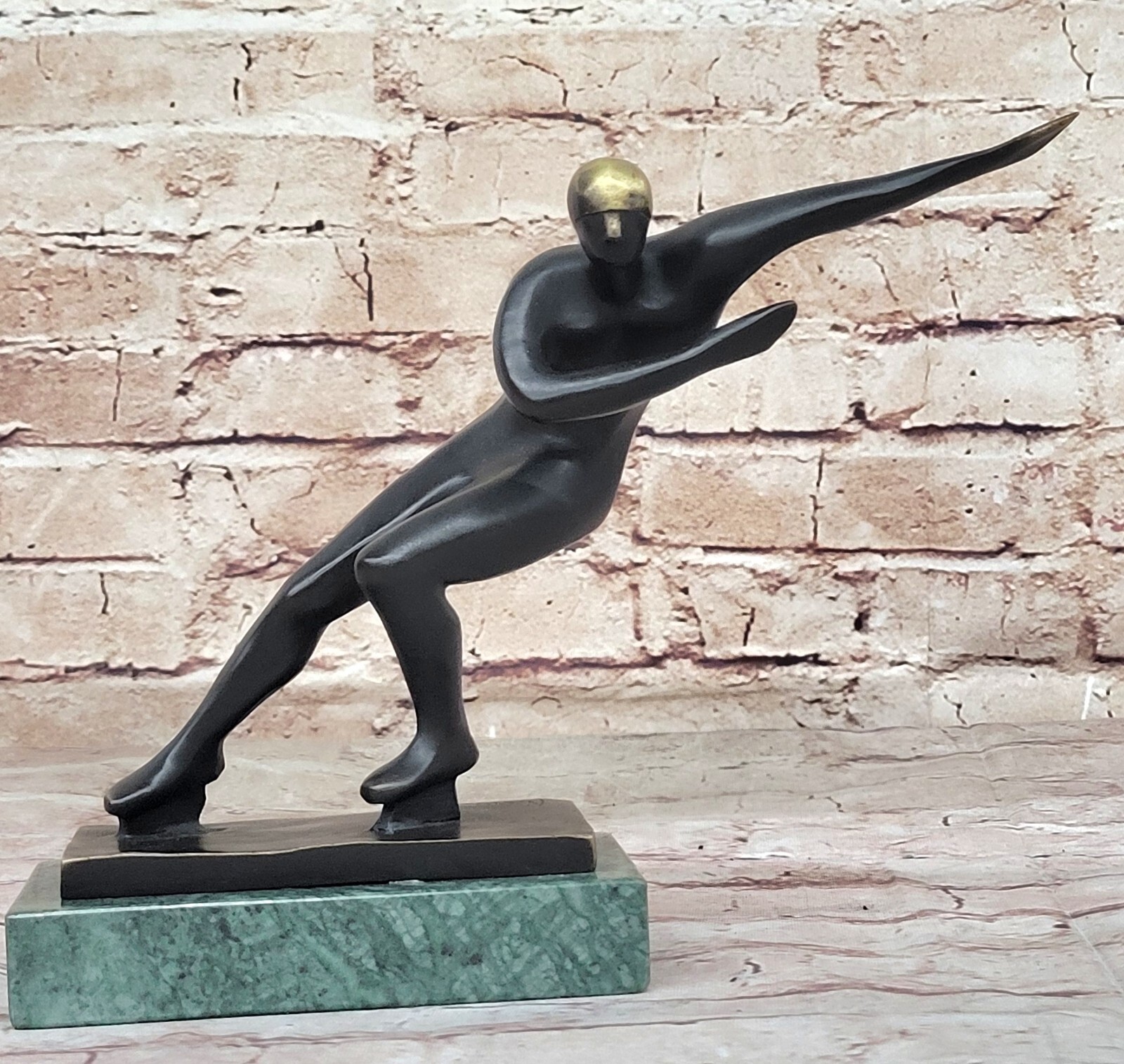 100% Bronze Statue ICE SKATING Woman Dancing Ice Skaters Signed Nick | eBay