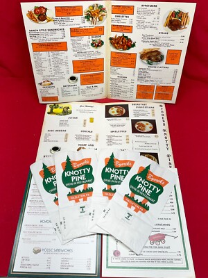 8 Pc Vintage Byorek's Knotty Pine Restaurant Hazleton Pa. Menu's & Bag ...