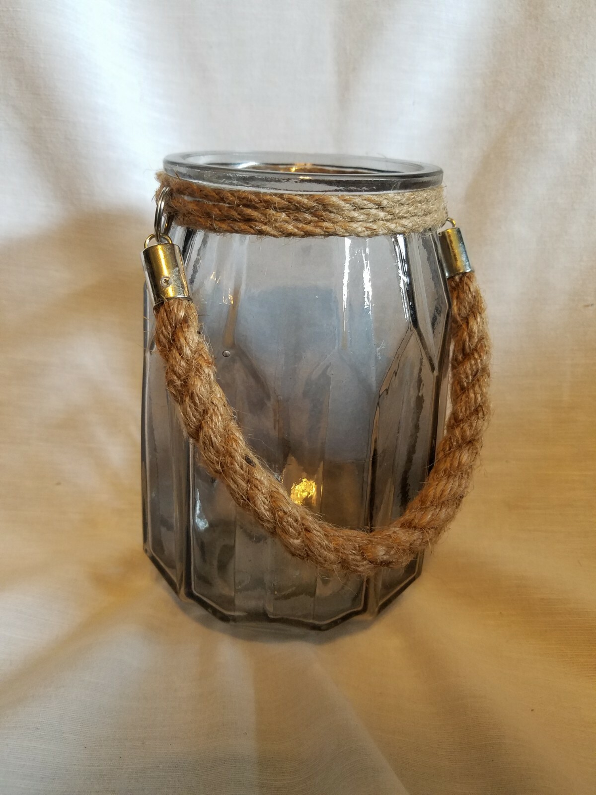 Decorative Glass DPS Jar With Rope Handle Vase Or Candle Holder | eBay
