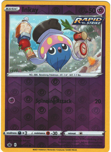 Inkay 69/198 Chilling Reign Reverse Holo Commong Pokemon Card TCG 069/ ...