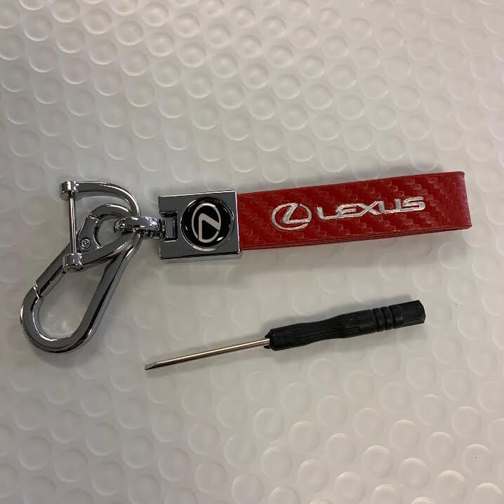 New Red Carbon Fiber Leather Keychain Key Holder Tag For Lexus Ls Gs Es ...