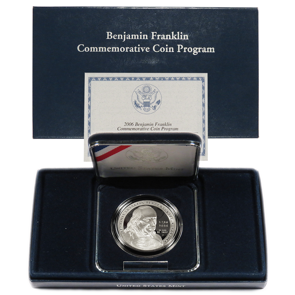 2006-P Proof $1 Silver Benjamin Franklin Founding Father Commemorative ...