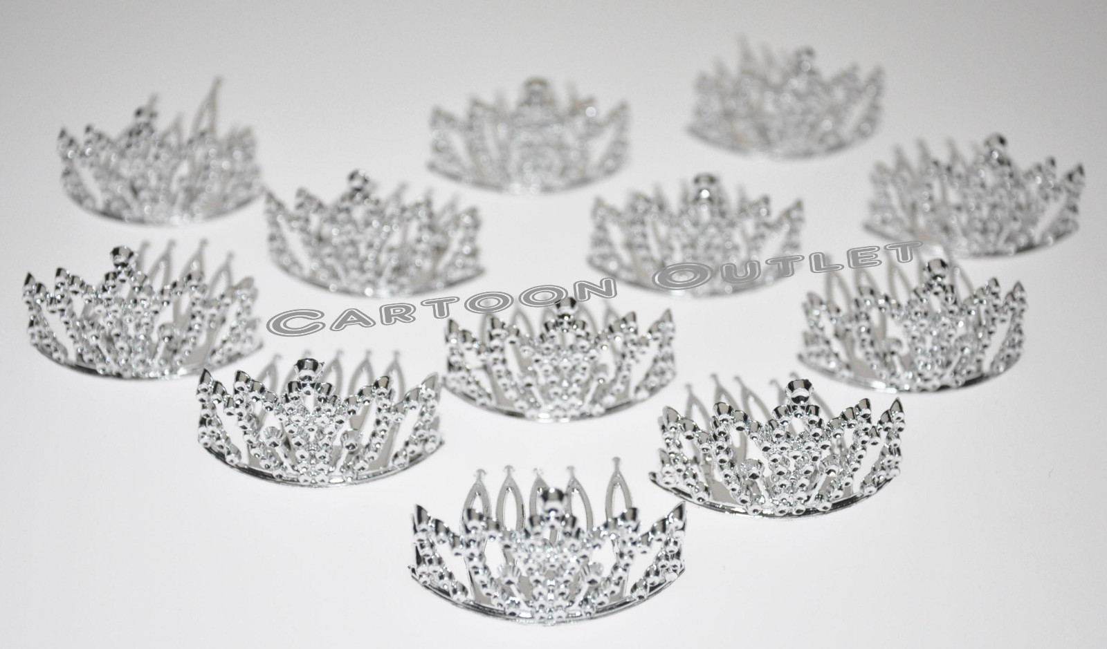 12 PRINCESS SILVER CROWNS MINI PLASTIC TIARA BIRTHDAY PARTY FAVORS ...