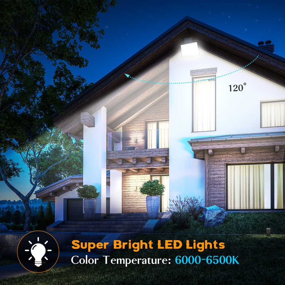 2x 200W Led Flood Light Outdoor Security Garden Yard Spotlight Lamp ...