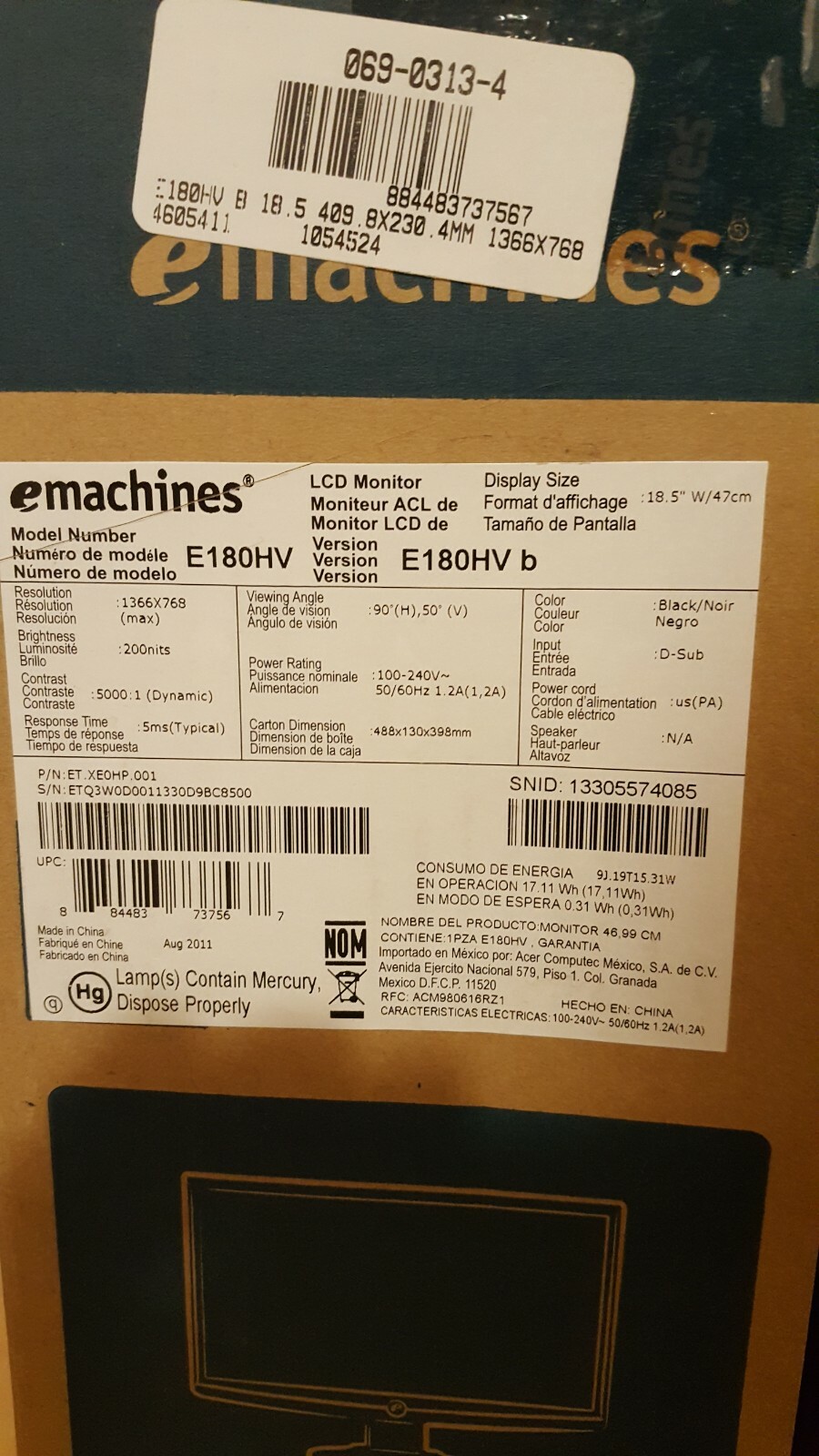 eMachines E180HV LCD Monitor for sale online | eBay