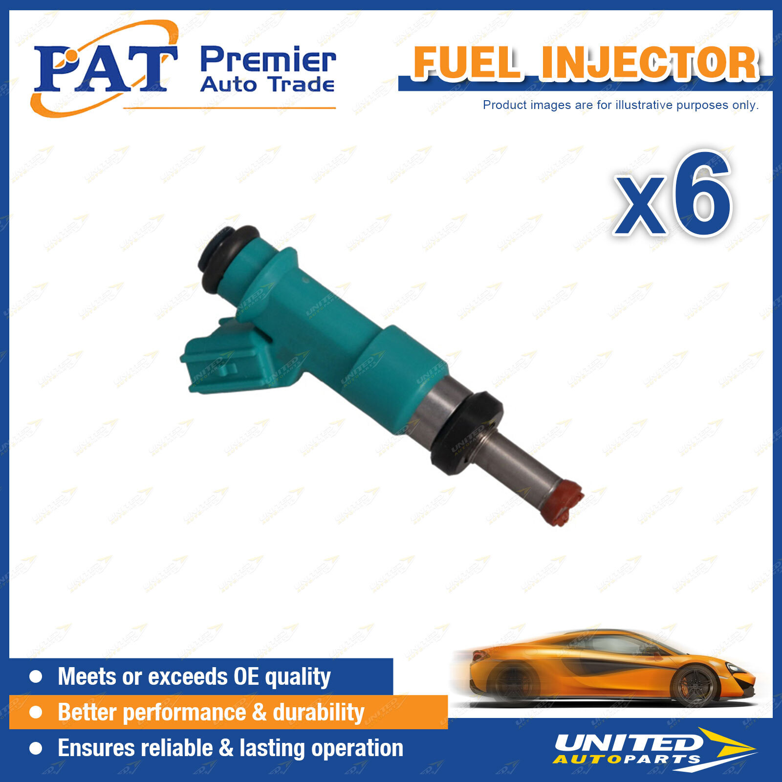 6 x PAT Fuel Injectors for Toyota Aurion GSV50 Kluger Highlander GSU40 ...