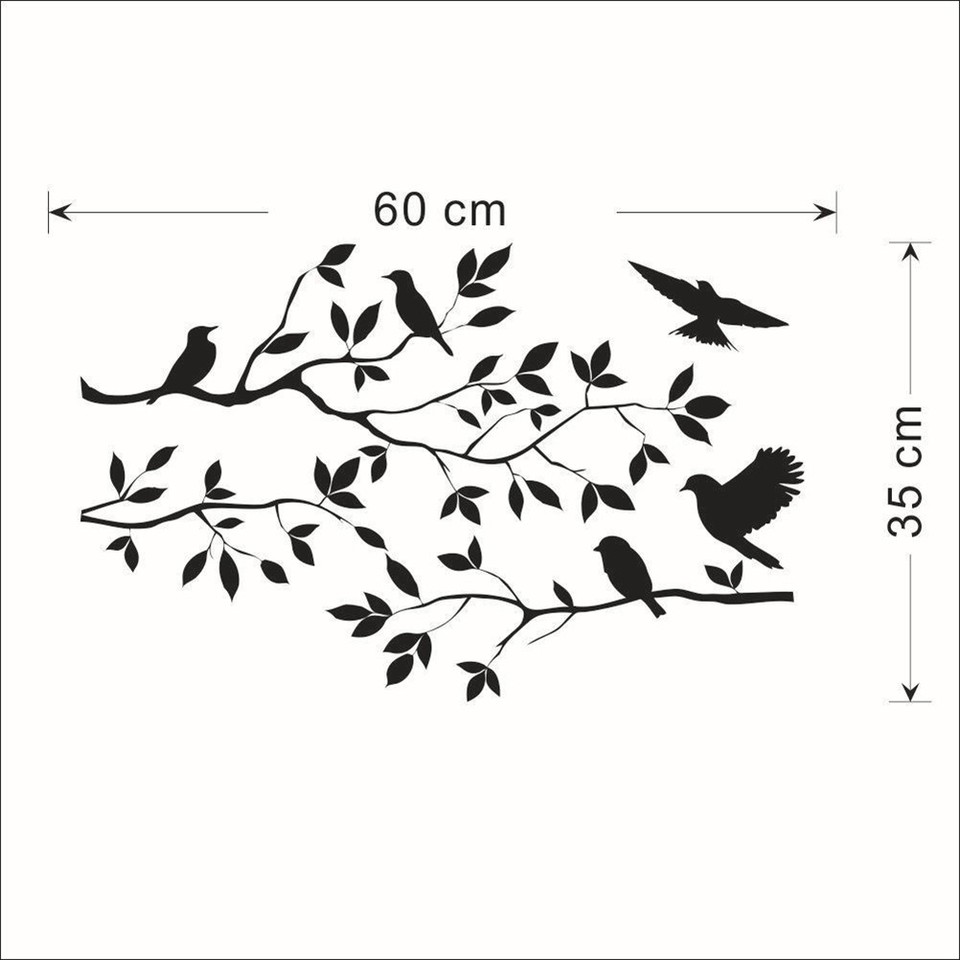 Tree Branch Birds Vinyl Wall Sticker Removable Decals Art for Living ...