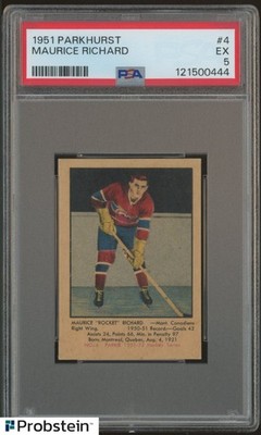 1951 Parkhurst Hockey #4 Maurice Rocket Richard RC Rookie HOF PSA 5 EX ...