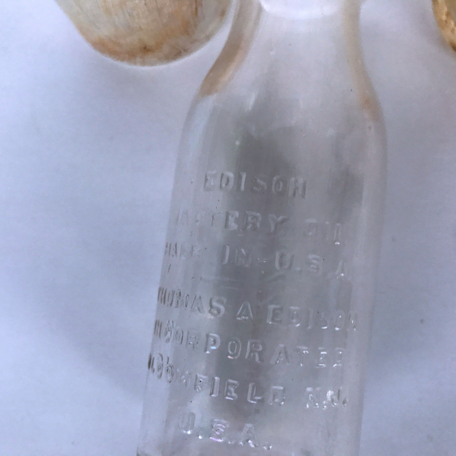 Vintage Glass Thomas A Edison Battery Oil Bottles Lot of 5 Bloomfield ...