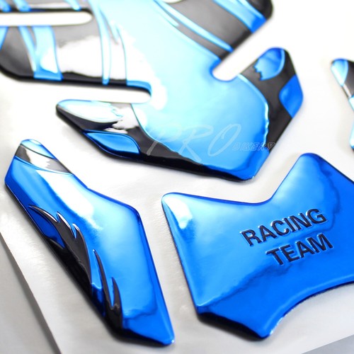 Chromed Blue Tribal Fire Tank Pad+YZF-R1 Emblem Sticker+8"Silver Logo ...