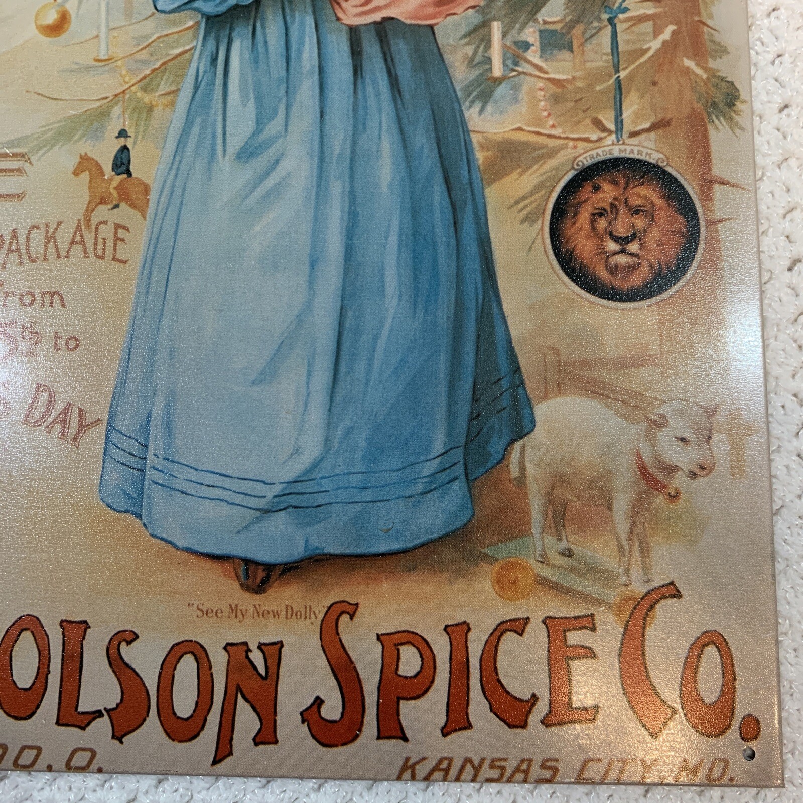 Vintage 1992 Desperate Sign Co. Lion Coffee Christmas Metal Advertising ...