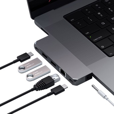 Hub for MacBook USB C to USB-C PD, Ethernet, 2 USB + USB-C, Jack ...