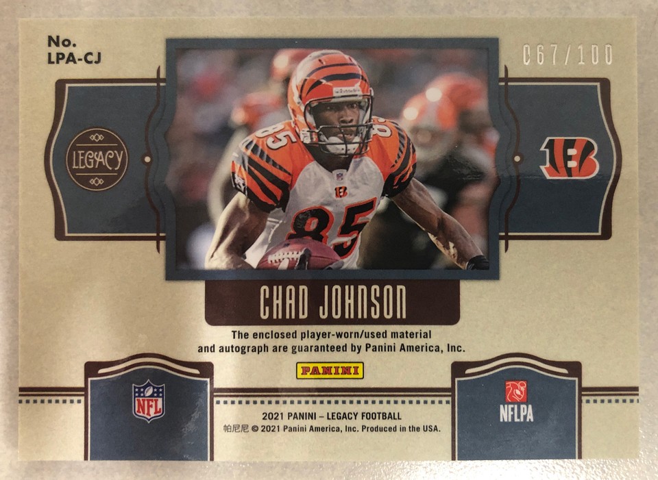 2021 LEGACY PORTRAIT CHAD JOHNSON AUTO PATCH /100 SILVER CHAD OCHOCINCO ...