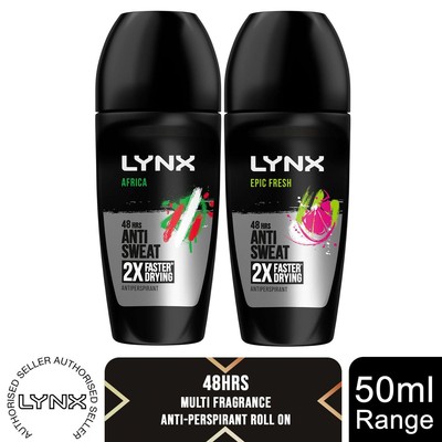 Lynx Anti-Perspirant Roll On Africa or Epic Fresh 48 Hours Anti Sweat ...