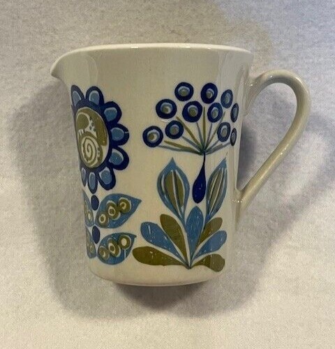 Figgjo Flint Small 3" Creamer Vintage MCM Blue Flower Design Retro ...