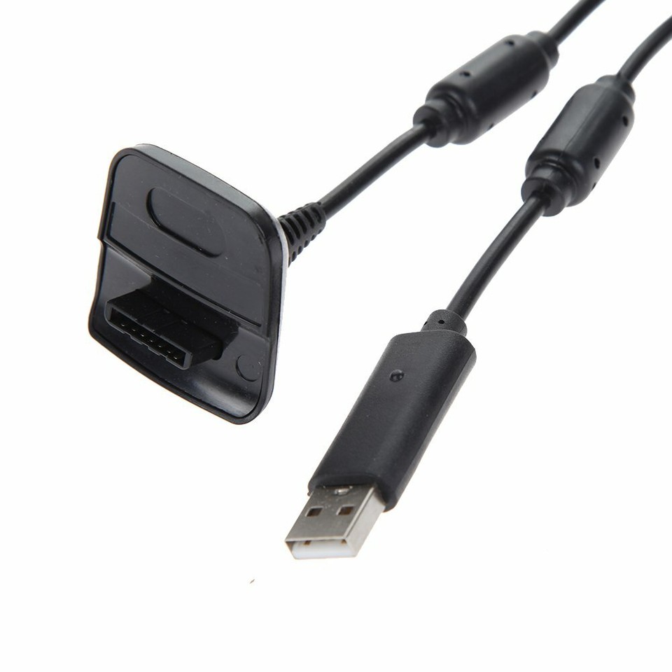 Play and Charge Cable for XBox 360 Wireless Controller Black | eBay