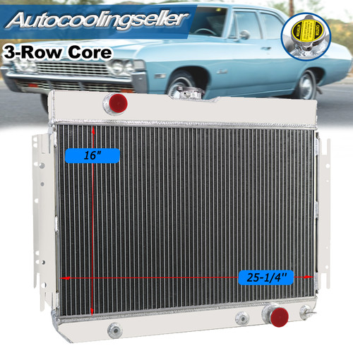 3-Row Radiator For 1963-1968 Chevy Bel Air Impala 1964-1967 EI Camino ...