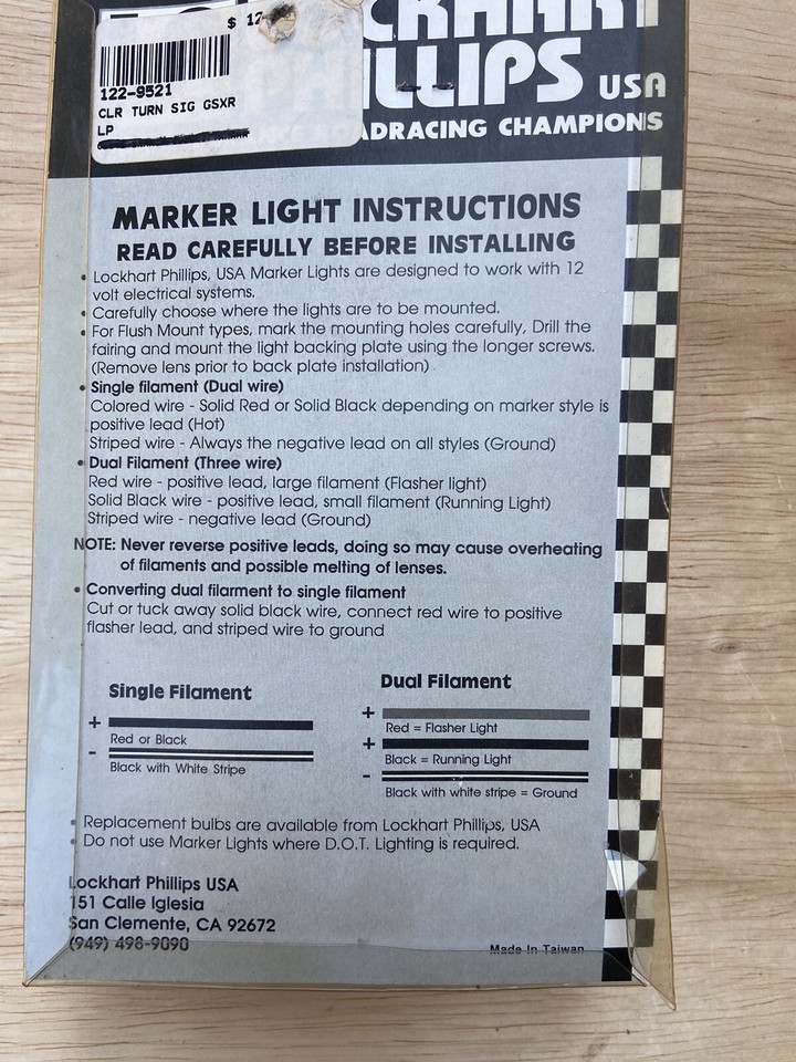 LOCKHART PHILLIPS LED BLINKER TAIL LIGHT 400-5252 | eBay