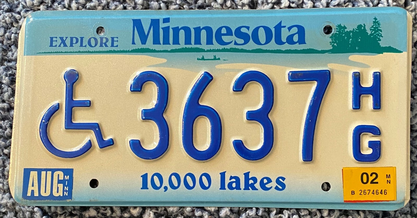 Minnesota 2002 HANDICAPPED License Plate NICE QUALITY # 3637 HG | eBay