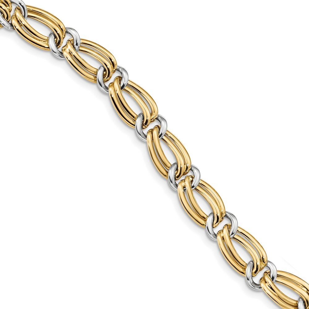 Real 14kt Two-Tone Polished Chain Bracelet; 7.5 inch | eBay