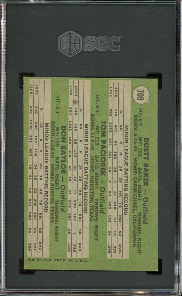 1971 Topps High #709 Dusty Baker/Tom Paciorek/Don Baylor RC/Rookie SP ...