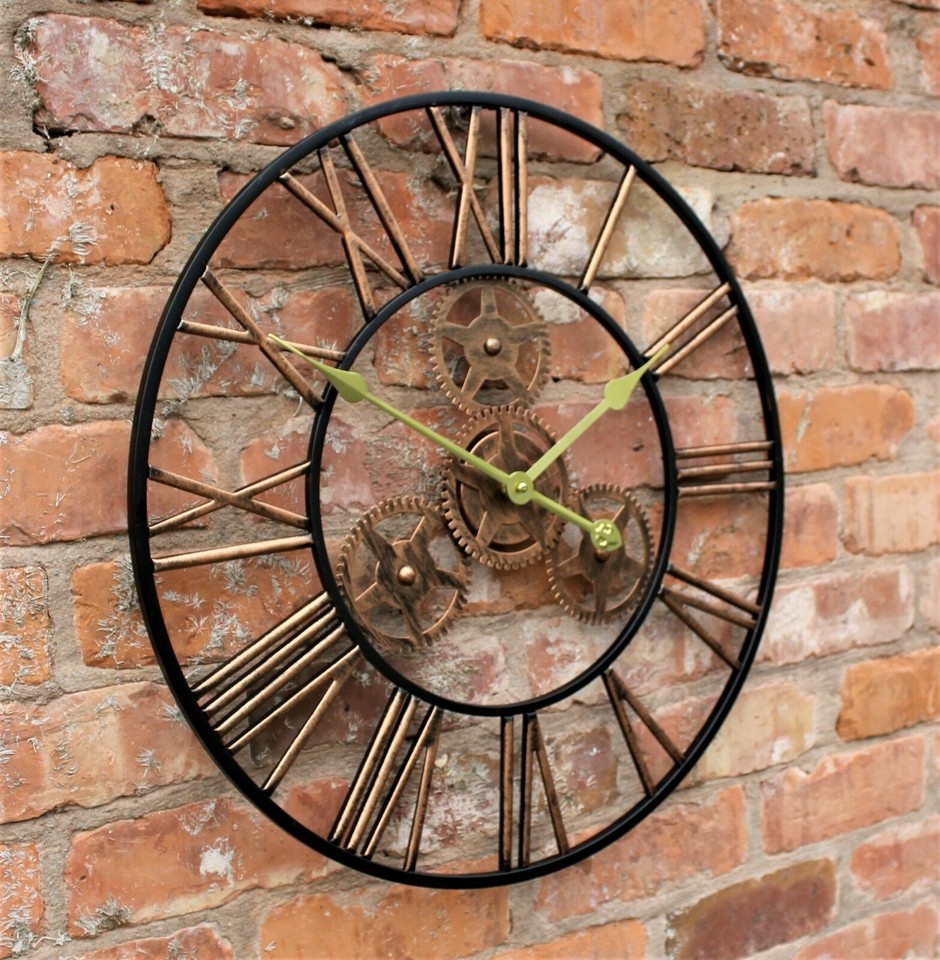 Large Outdoor Clock skeleton Giant Open Face Home Shabby Chic Decor ...