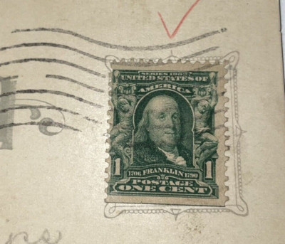 Ben Franklin Series 1902 1 Cent Stamp Vintage PostCard 1906 Postmark | eBay