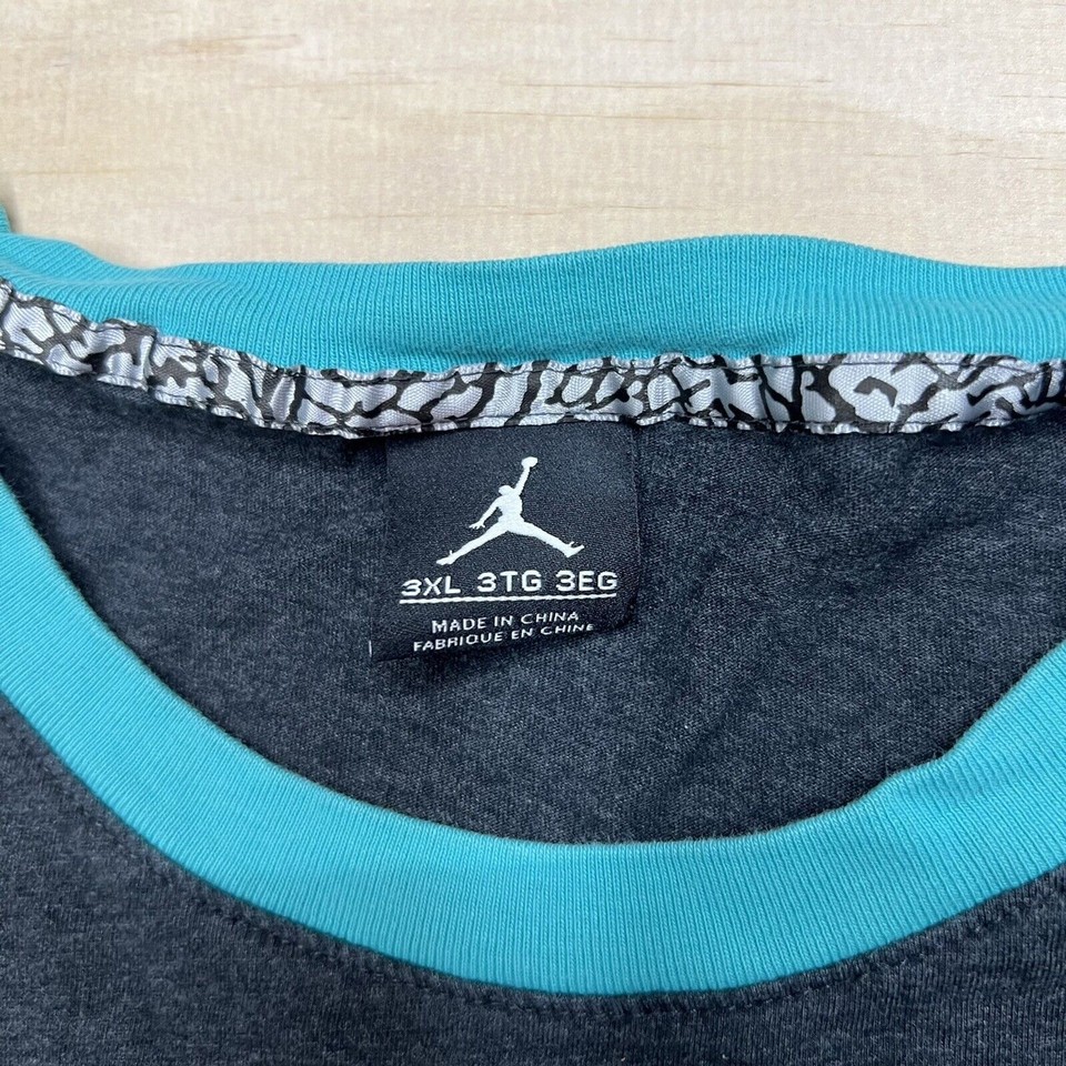 USED 3XL Jordan Pocket T Shirt Crew Neck Short Sleeve Shirt Gray Teal ...