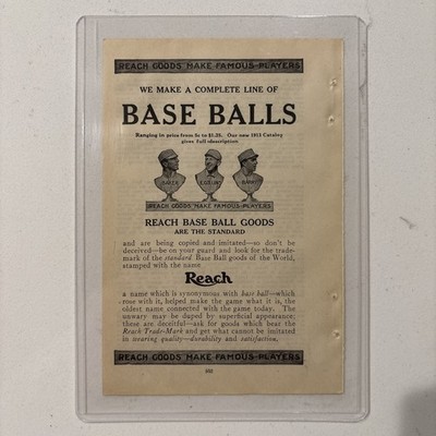 1913 AJ Reach Co Sporting Goods Baseball Ad Frank Baker/Eddie Collins ...