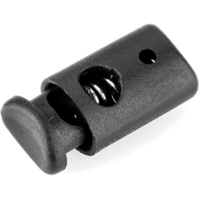 Black Plastic Single Hole Spring Cord Lock Toggle Stoppers Sliding Cord ...